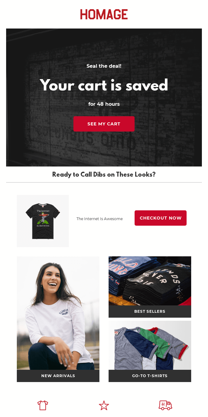 Cart Recovery Email Examples for Fashion and Apparel Stores