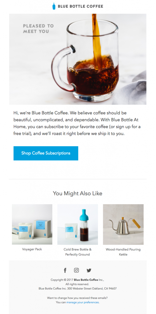 Welcome Email Template Examples for Food and Beverage Brands - RetainIQ